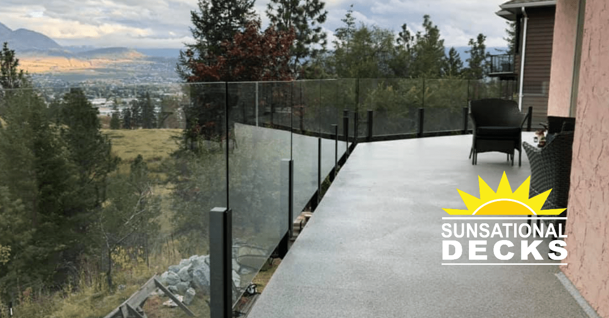Flexstone Deck With Topless Glass Railing – Sunsational Decks